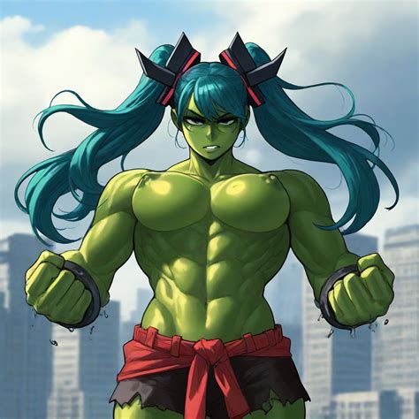 Rule 34 1girls Ai Generated Belt Blue Hair Fusion Green Skin Hatsune