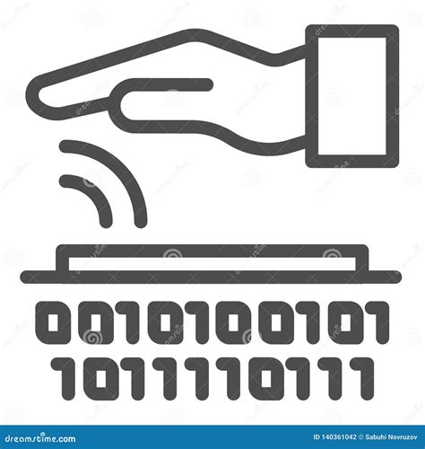 palm recognition line icon verification palmprint system vector