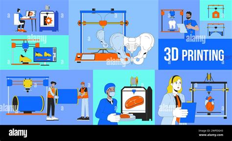 3d Printing Technology Bento Grid Illustration Set Stock Vector Image And Art Alamy