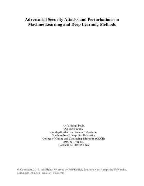 Adversarial Security Attacks And Perturbations On Machine Learning And