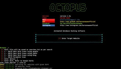 github hackeruniverse octopus an automated database hacking software