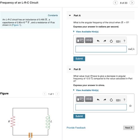 Solved Frequency Of An L R C Circuit Of Constants Chegg
