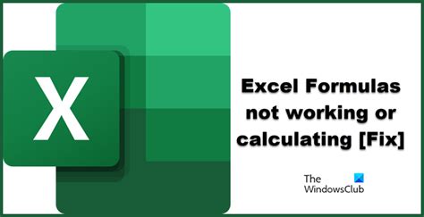 Excel Formulas Not Working Calculating Or Updating Automatically