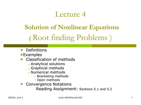 ppt methods for solving nonlinear equations powerpoint presentation