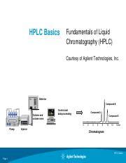 HPLC HPLC Basics Fundamentals Of Liquid Chromatography HPLC Courtesy Of Agilent Technologies