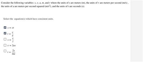 Solved Consider The Following Variables S V A M And T Chegg Com