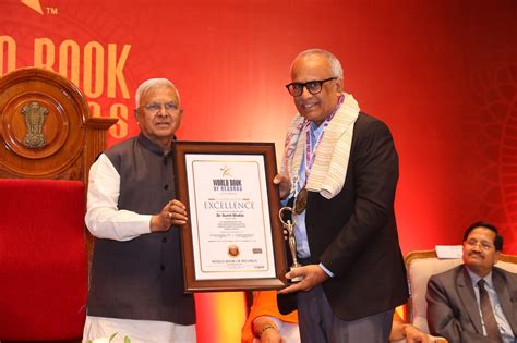 The World Book Of Records Was Presented To Dr Sumeet Shukla By The Hon Governor Of Madhya