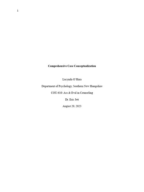 Comprehensive Case Conceptualization Final Pdf Psychological
