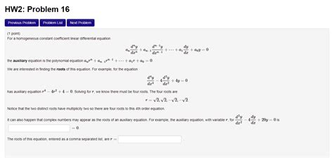 Solved Hw2 Problem 16 Previous Problem Problem List Next
