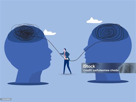 생각의 혼돈과 질서의 반대 사고 방식 사업가 문제 해결 완전히 어렵고 지저분한 작업 사람 개념으로 벡터 일러스트 레이 션 공감에 대한 스톡 벡터 아트 및 기타 이미지