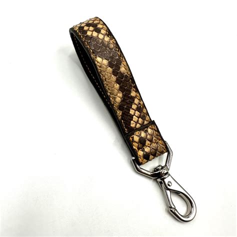 Python Key Fob Key Charm Exotic Skin Belt Cognac Keyholder Luxury