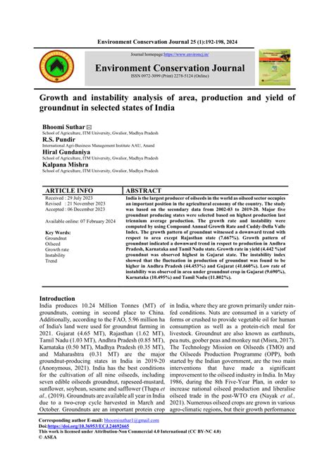 (PDF) Growth and instability analysis of area, production and yield of groundnut in selected ...