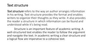 Structures In Details Patterns Of Development Using Academic Texts PPT