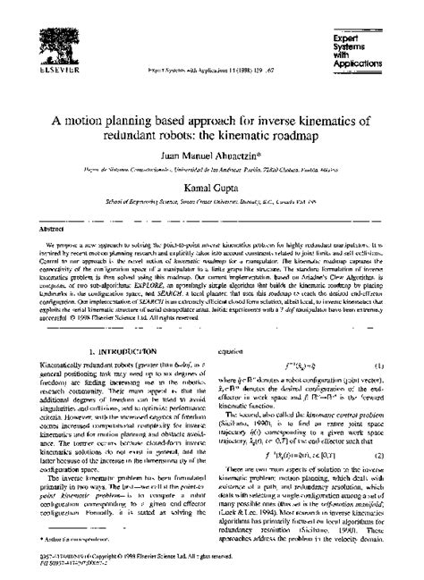 pdf a motion planning based approach for inverse kinematics of redundant robots the kinematic