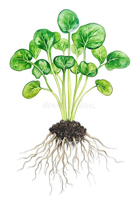 Highly Detailed Cross Section Of A Plants Root System Showcasing Nutrient Absorption And Water