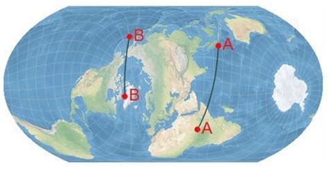 1 Equal Earth Map Projection Of Pair Of Points Pair A And Pair B Download Scientific