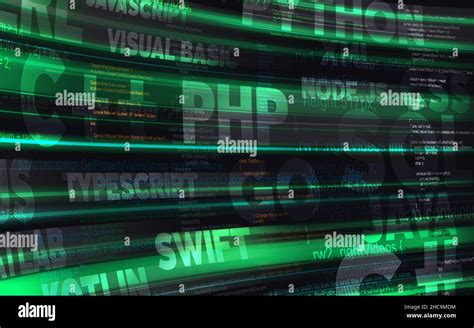 abstract dark theme background with programming languages scripts and