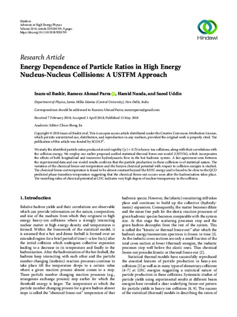 Pdf Energy Dependence Of Particle Ratios In High Energy Nucleus Nucleus Collisions A Ustfm