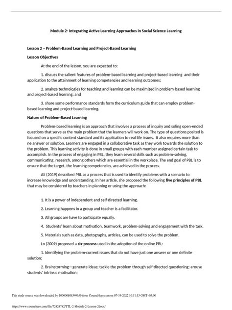 Module 2 Integrating Active Learning Approaches In Social Science