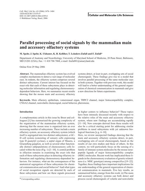 Pdf Signaling In The Chemosensory Systems