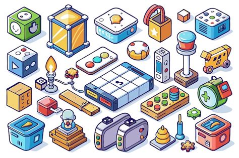 A Colorful Collection Of Isometric Game Assets Including Various