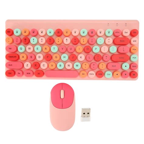 Wireless Keyboard And Mouse Retro Colorful Round Keycap 86 Keys Keyboard With 2 4g Wireless