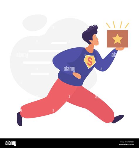 Male Character Running With Star Idea Extrovert And Creative Personality Vector Illustration