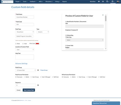 managing custom fields permissions