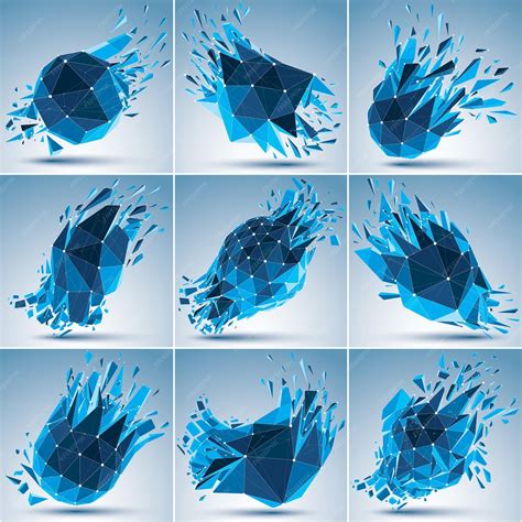 Premium Vector Vector Dimensional Wireframe Luminescent Objects