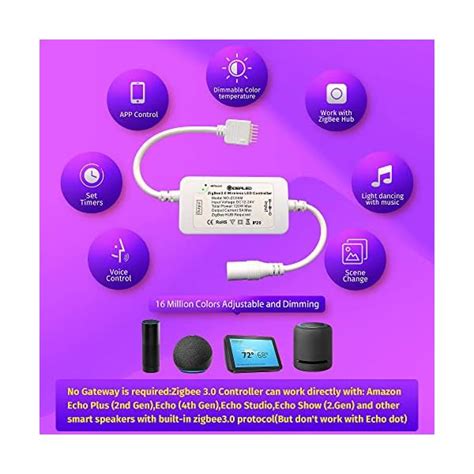 GIDEALED Smart ZigBee 3 0 Controller Dimmable Ambiance LED Kit With 16 4ft RGBWW LED Strip