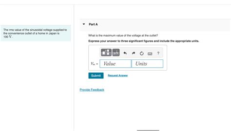 Solved Part Athe Rms Value Of The Sinusoidal Voltage