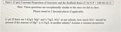 Solved Part I 5 ﻿pts ﻿constant Proportion Of Seawater And
