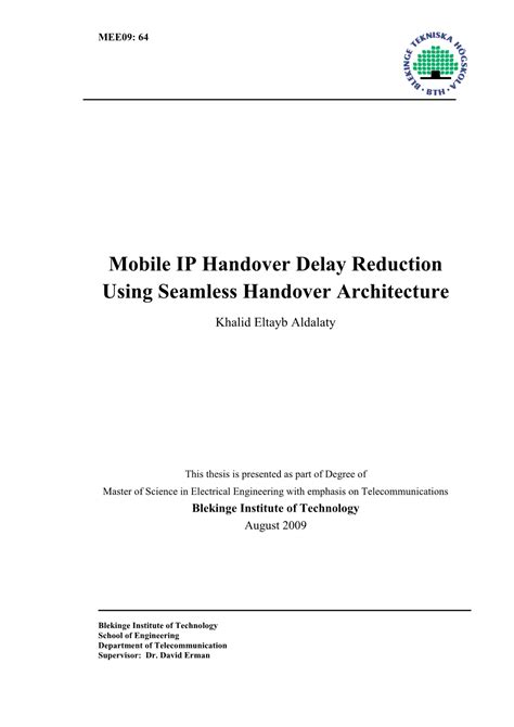 Mobile Ip Handover Delay Reduction Using Seamless Handover Architecture Docslib