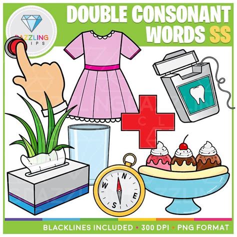 Double Consonant Ss Words Clip Art Double Consonants Consonant Clip Art