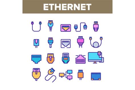 Ethernet Collection Elements Icons Color Graphic By Stockvectorwin