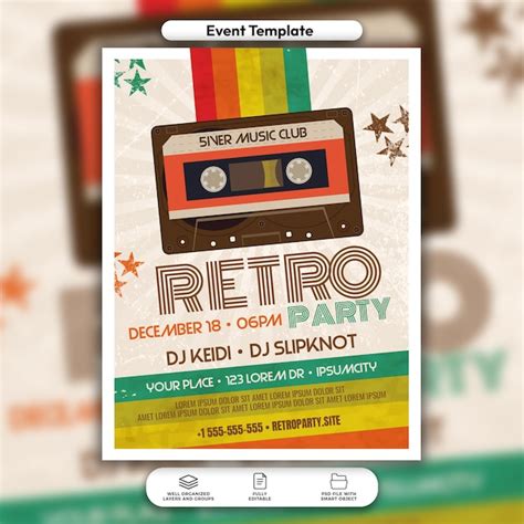 Premium Psd Psd Retro Party Flyer And Social Media Post Template