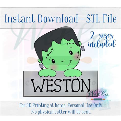 Digital STL File Frankenstein Name Plaque Cookie Cutter Sizes PNG File