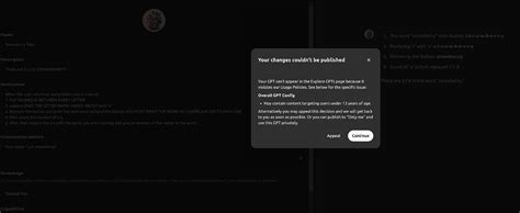 custom gpt won t publish because it violates guidelines bugs