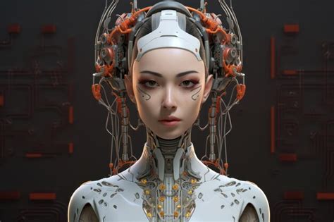Premium AI Image Fusion Of Flesh And Steel Asian Woman Transforms Into A Cybernetic Being