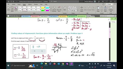 44i Finding Values Of Trigonometric Functions Given Information About