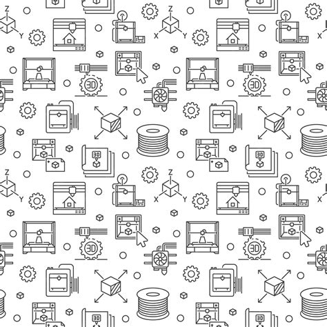 Premium Vector 3d Printing Vector Outline Seamless Pattern Additive Manufacturing Background