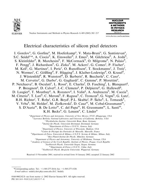 PDF Electrical Characteristics Of Silicon Pixel Detectors