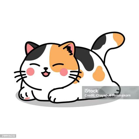 귀여운 옥양목 먼치킨 고양이 누워있는 만화 벡터 일러스트 레이 션 애완고양이에 대한 스톡 벡터 아트 및 기타 이미지 애완고양이 게으름 누워있기 Istock
