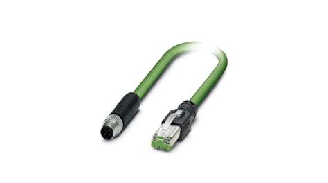 1423711 Phoenix Contact Cat5 Straight Male M8 To Straight Male Rj45 Ethernet Cable Stp Green
