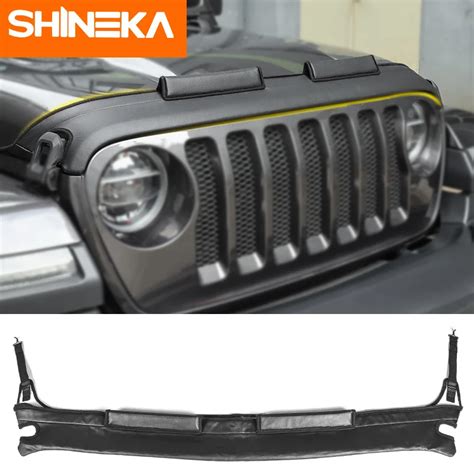 Shineka 자동차 커버 지프 랭글러 Jl 2018 블랙 Pu 가죽 엔진 커버 전면 후드 프로텍터 액세서리자동차 커버