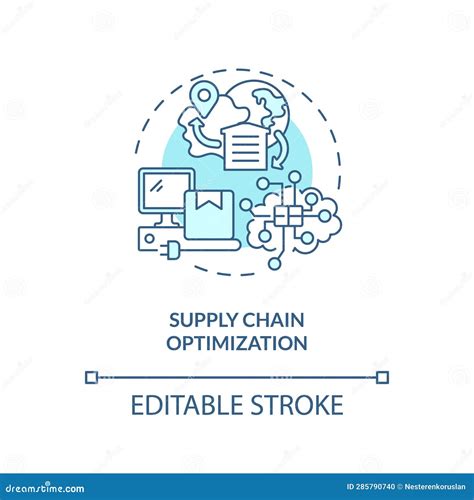 2d Supply Chain Optimization Line Icon Concept Stock Vector Illustration Of Flat Technology