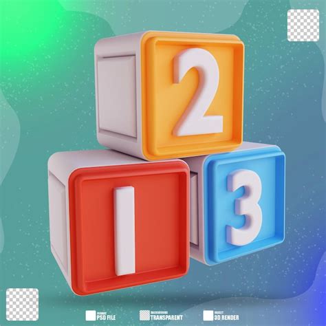 Premium Psd 3d Illustration Number Blocks 2