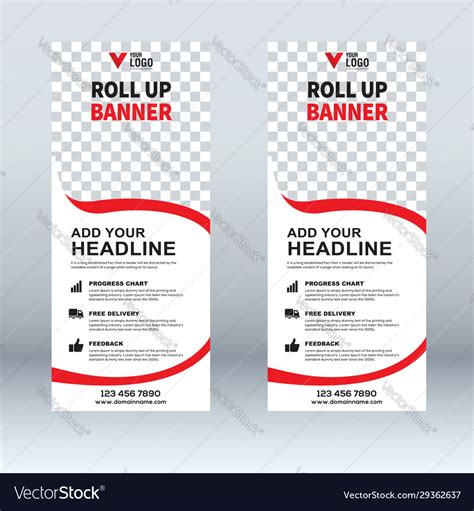 Roll Up Banner Vertical Design Template Royalty Free Vector