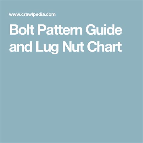 Bolt Pattern Guide And Lug Nut Chart Old Ford Trucks Bolt Pattern