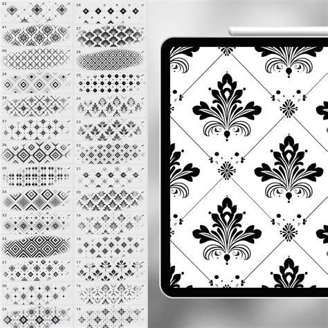 Artstation 100 Procreate Vintage Pattern Brush Geometric Pattern